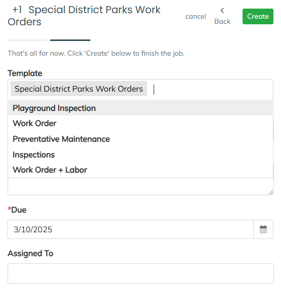 Creating a Template for Advanced Work Orders